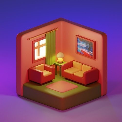 Isometric room free VR / AR / low-poly 3D model | CGTrader