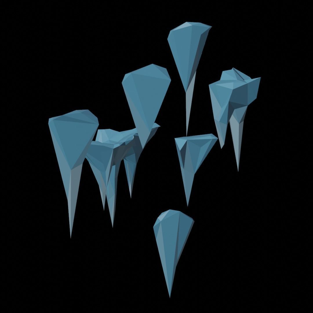 3D model Low Poly Icicles ice crystals VR / AR / low-poly | CGTrader