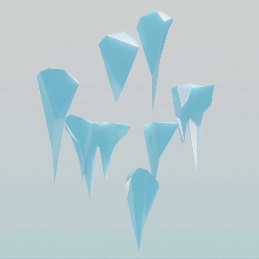 3D model Low Poly Icicles ice crystals VR / AR / low-poly | CGTrader