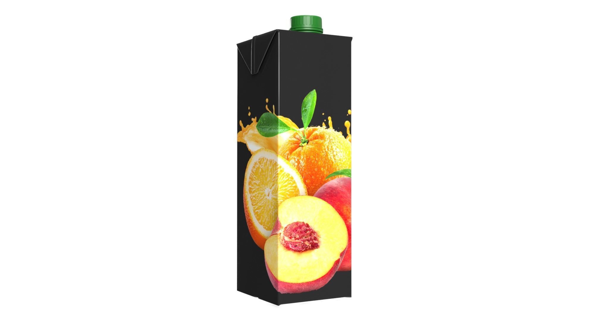 Juice 1000ml cardboard box packaging with cap 3D model | CGTrader