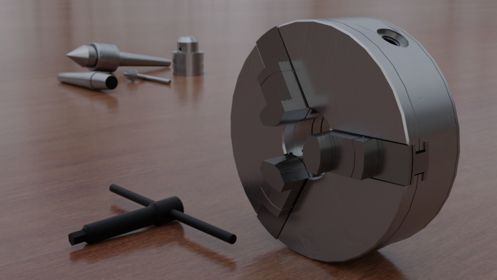 3D model Lathe Parts - Chuck and Tailstock VR / AR / low-poly | CGTrader