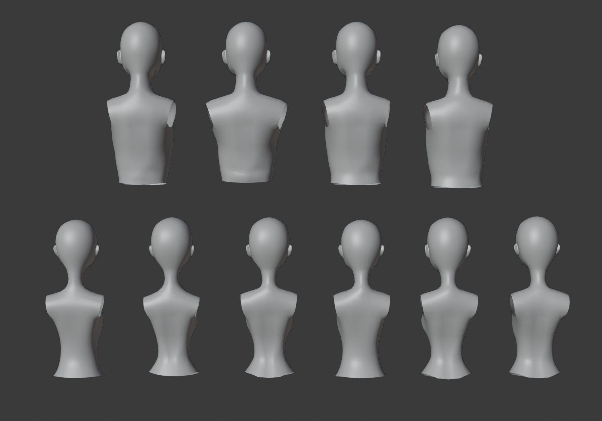 female and male upper body 3D model | CGTrader