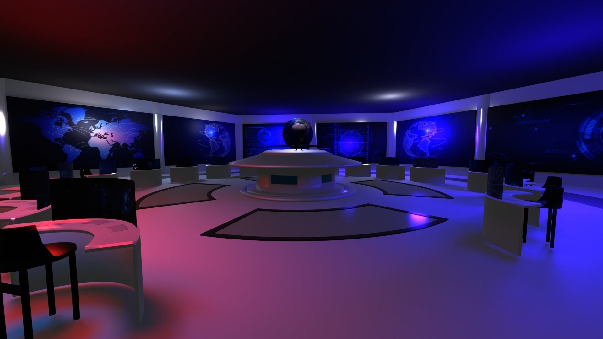 3D model Command Center - Control Room- Military Base VR / AR / low ...