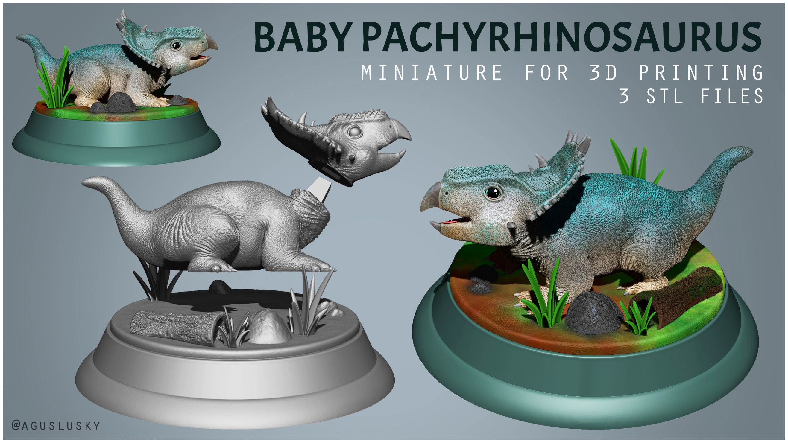 Baby Dinosaur Pachyrhinosaurus for 3D Printing 3D model 3D printable ...