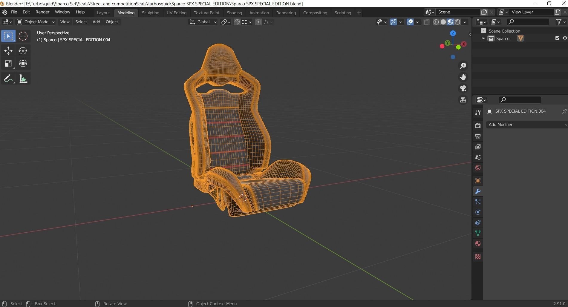 Racing Sport Seat Sparco SPX SPECIAL EDITION 3D model | CGTrader