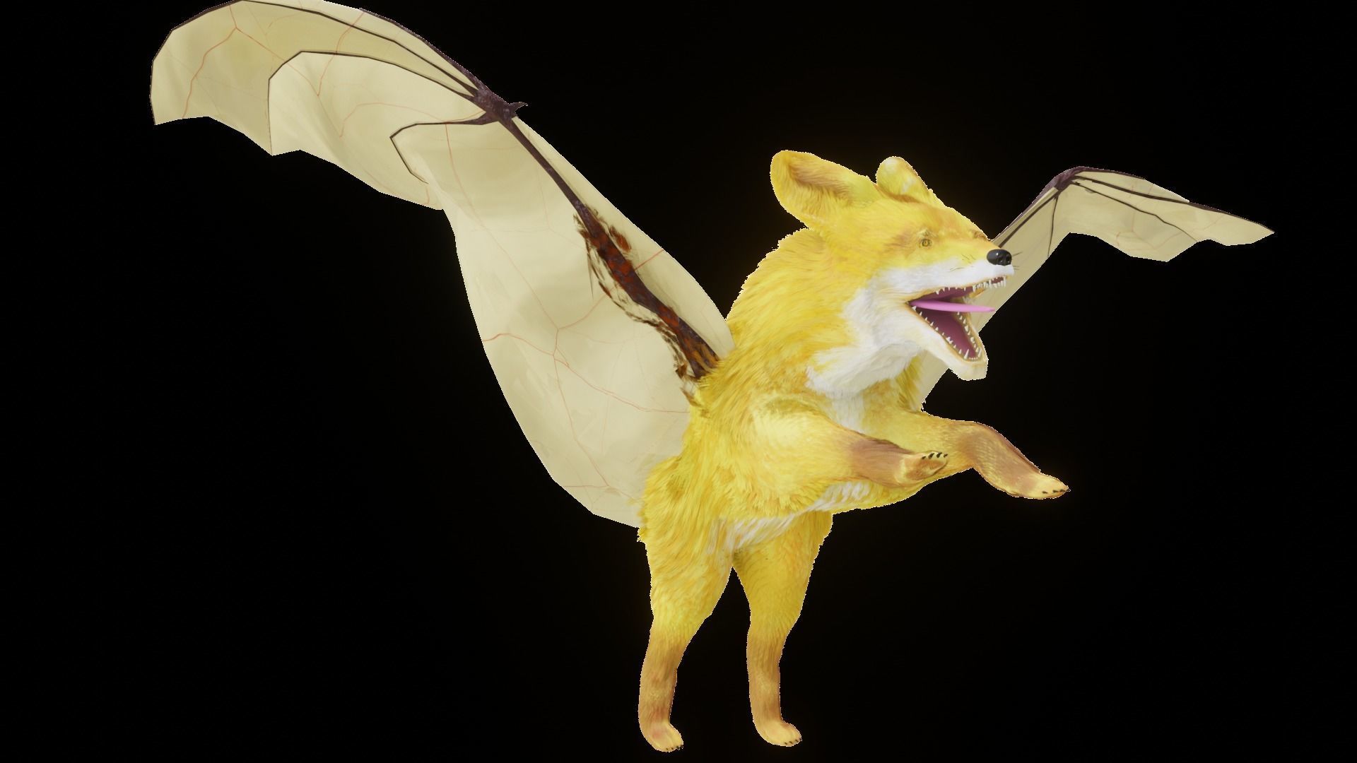 Fantasy Golden Crowned-Flying Fox 3D model rigged | CGTrader