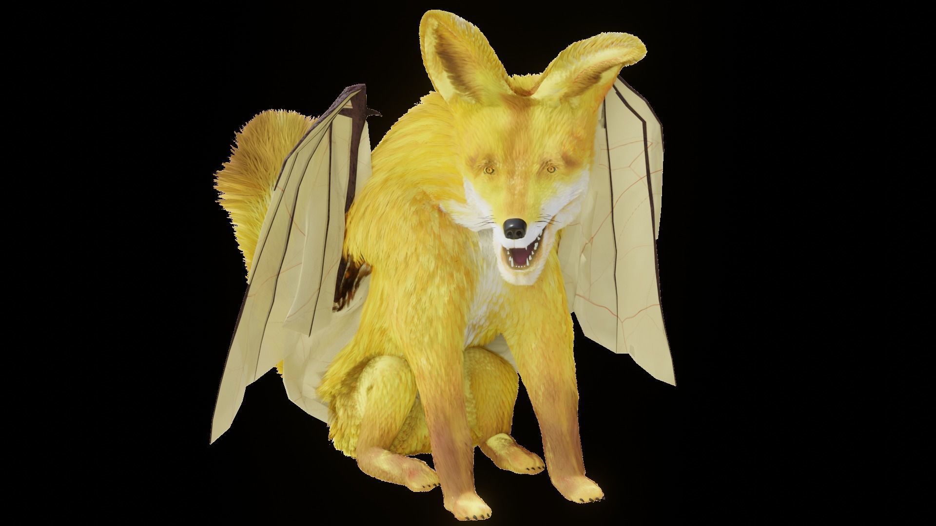 Fantasy Golden Crowned-Flying Fox 3D model rigged | CGTrader