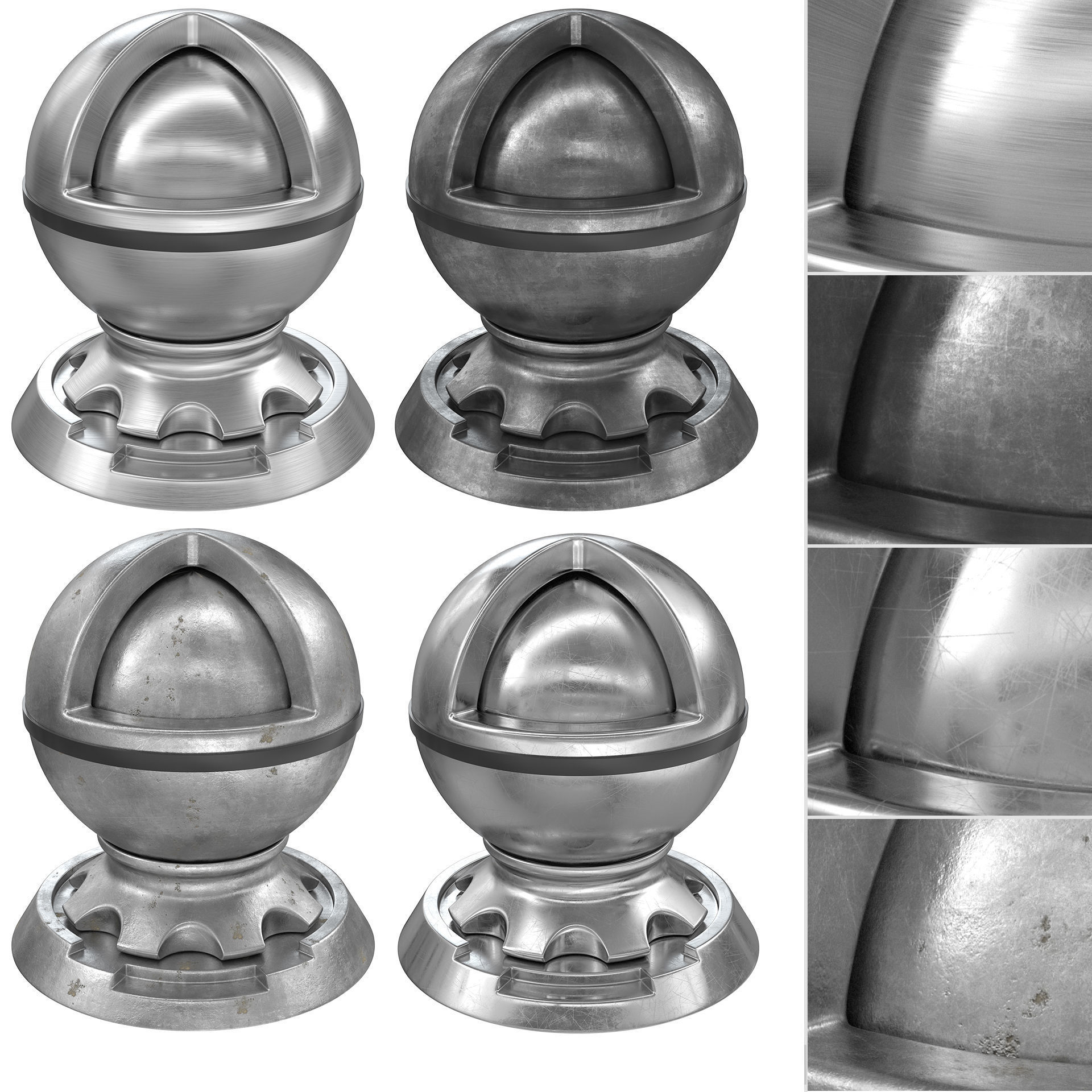 Metal set four spheres Texture | CGTrader