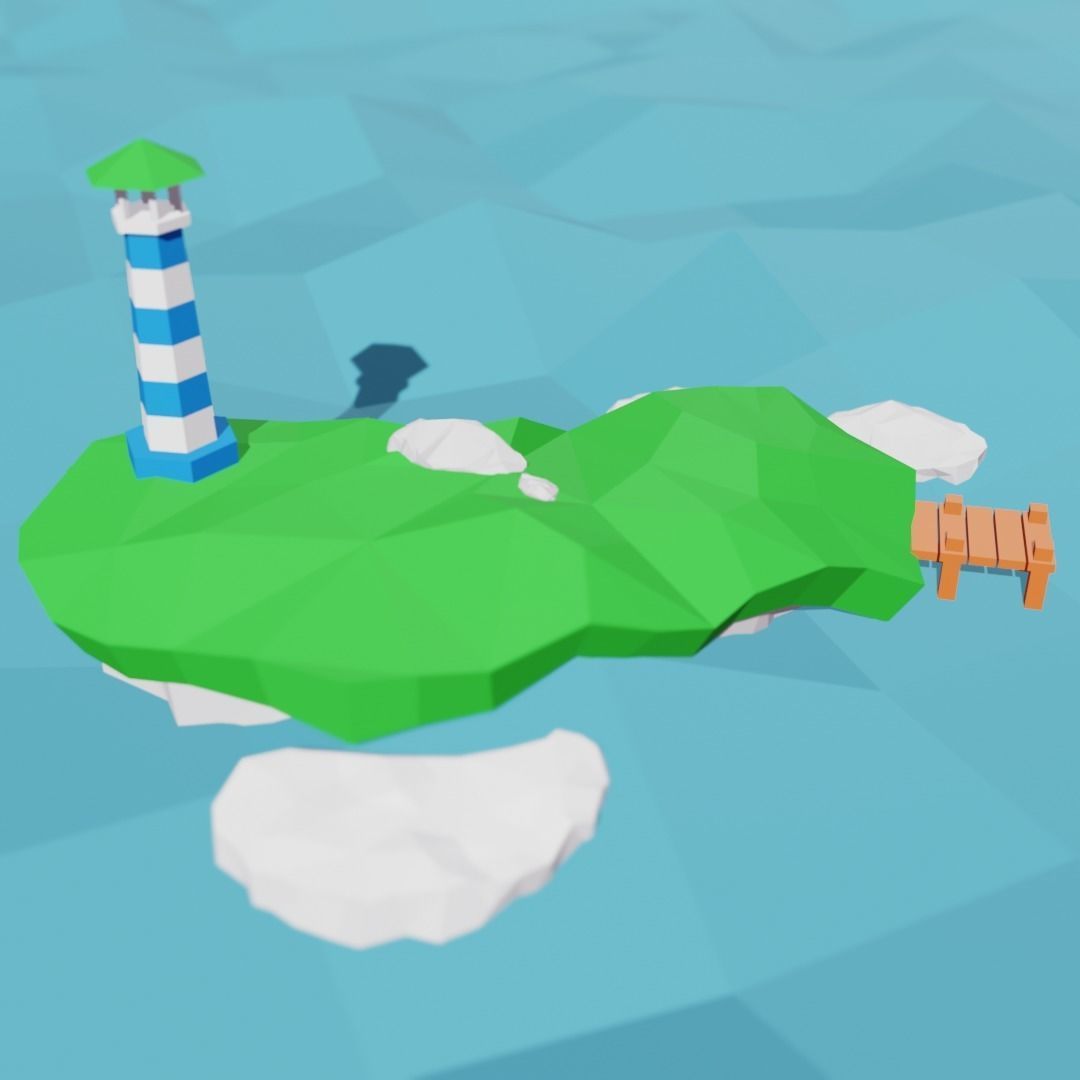 Lighthouse beacon on the island 3D model | CGTrader