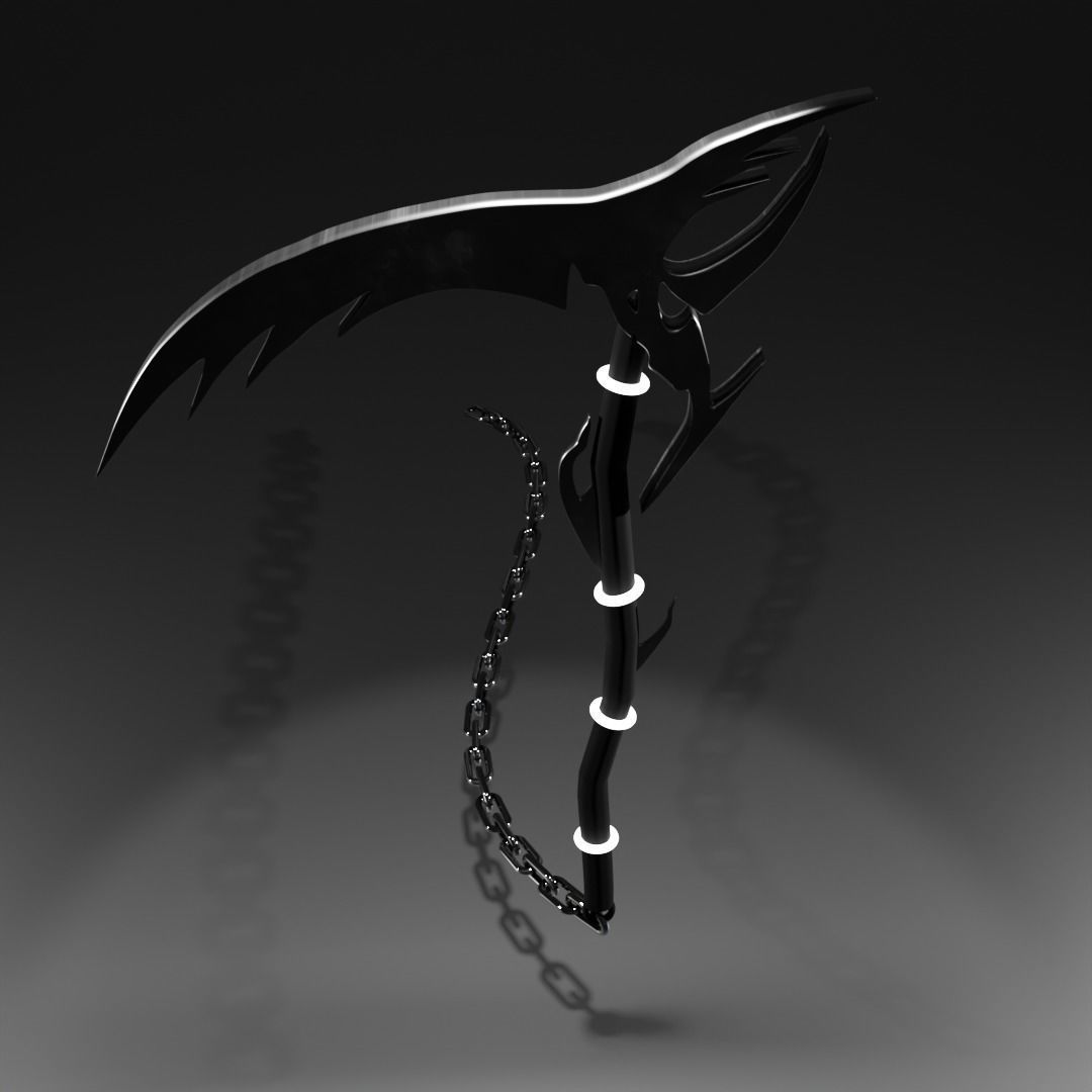 Stylized Scythe Weapon with chain PBR High poly game ready 3D model ...
