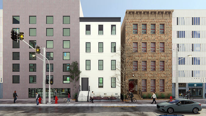 Scene of City-complex cityscape with realistic rendering 3D model ...