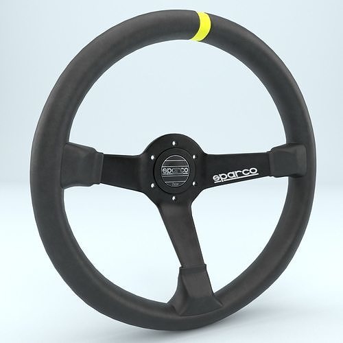 Steering Wheel Sparco R325 Leather Black 3D model | CGTrader