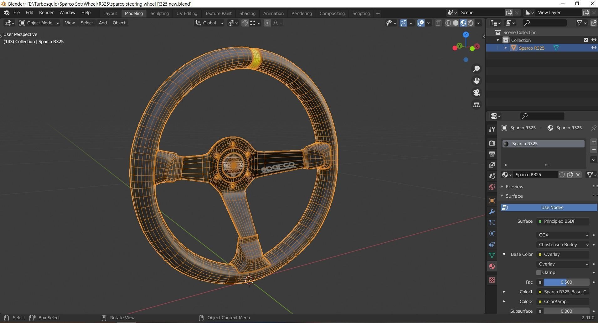 Steering Wheel Sparco R325 Leather Black 3D model | CGTrader