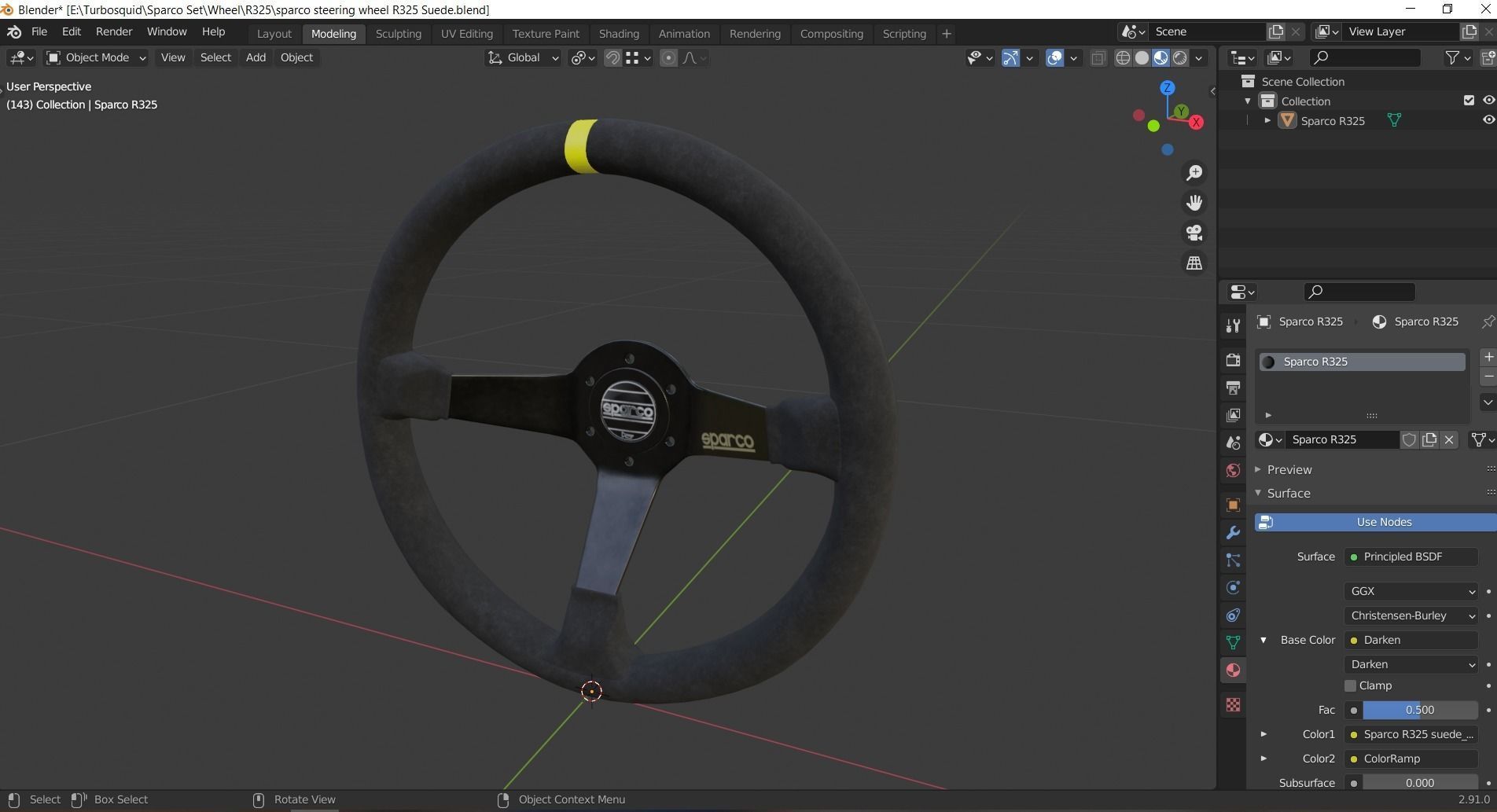 Steering Wheel Sparco R325 Suede Black 3D model | CGTrader