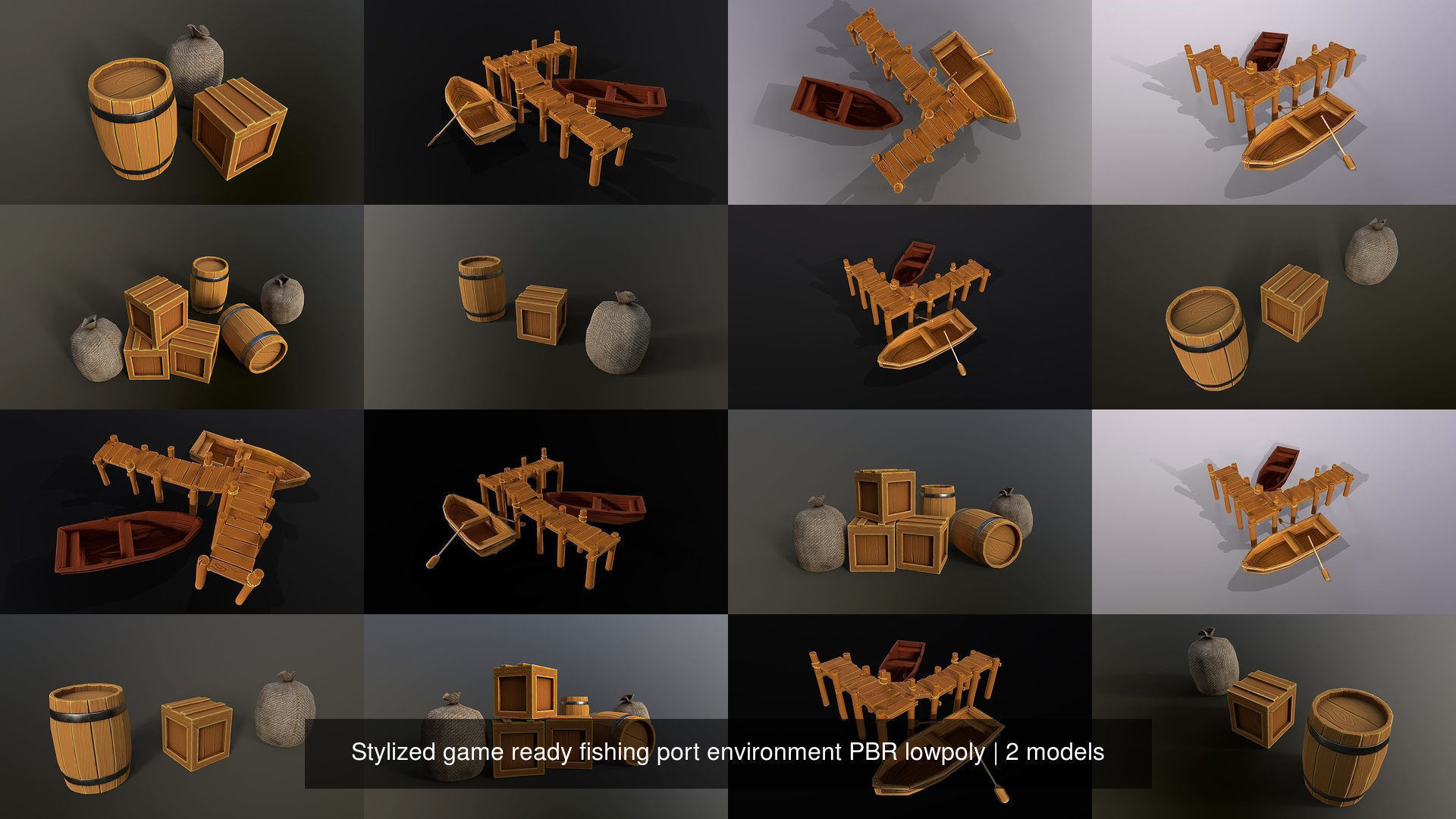 3D Model Collection Stylized game ready fishing port environment PBR ...