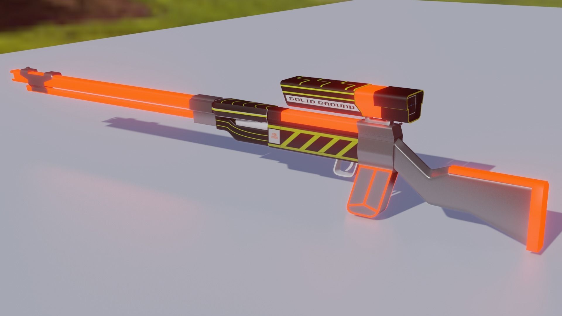 3D model Game Ready Sniper Model gun with orange light VR / AR / low ...