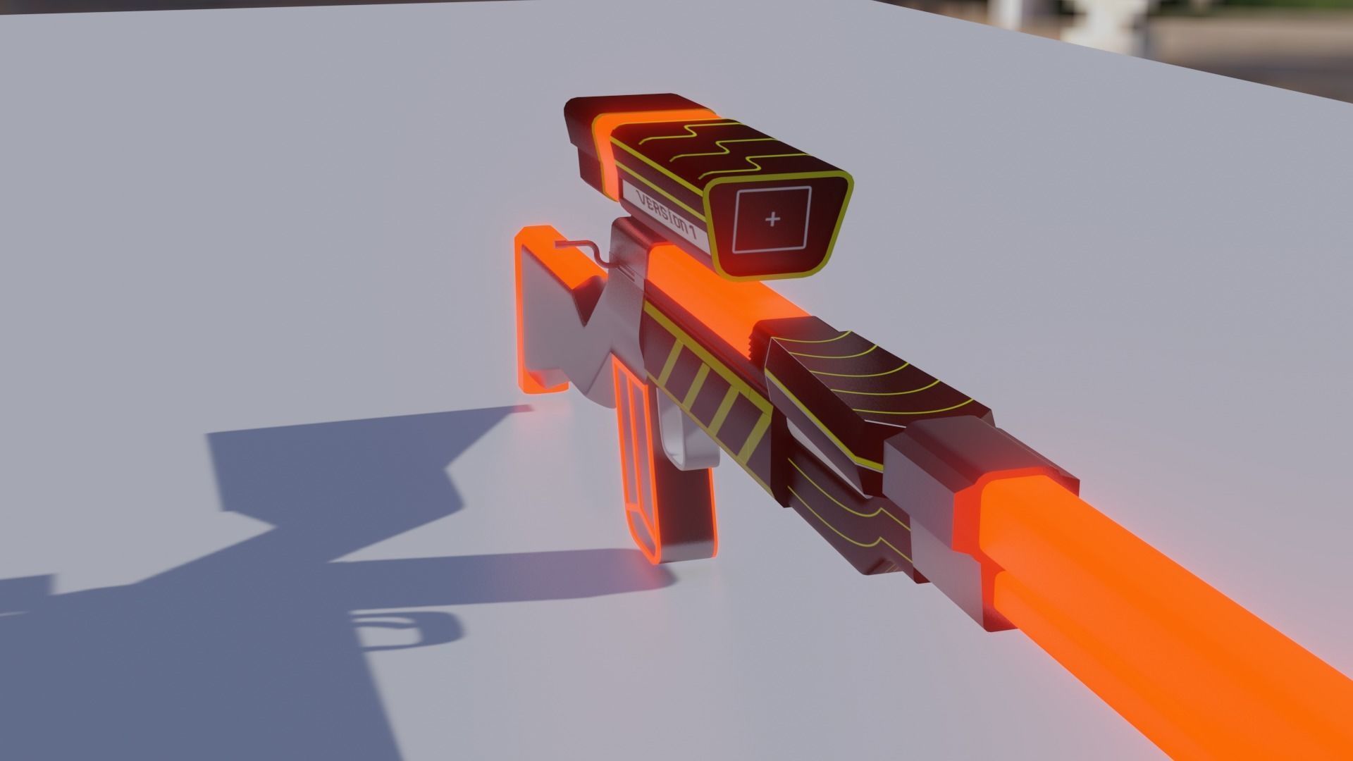 3D model Game Ready Sniper Model gun with orange light VR / AR / low ...