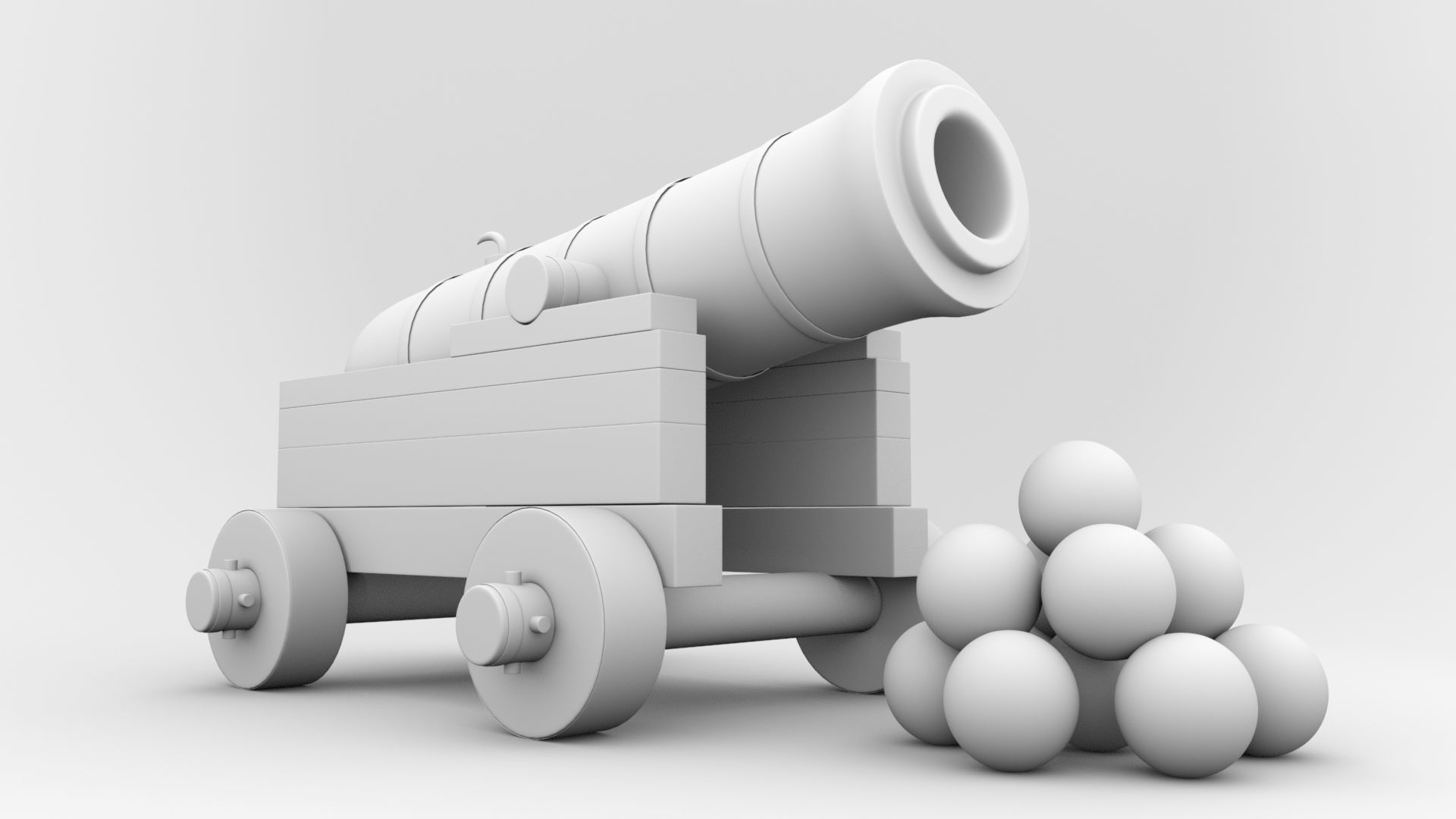 3D model Cannon 3D Model For Gaming and VFX Compositing VR / AR / low ...