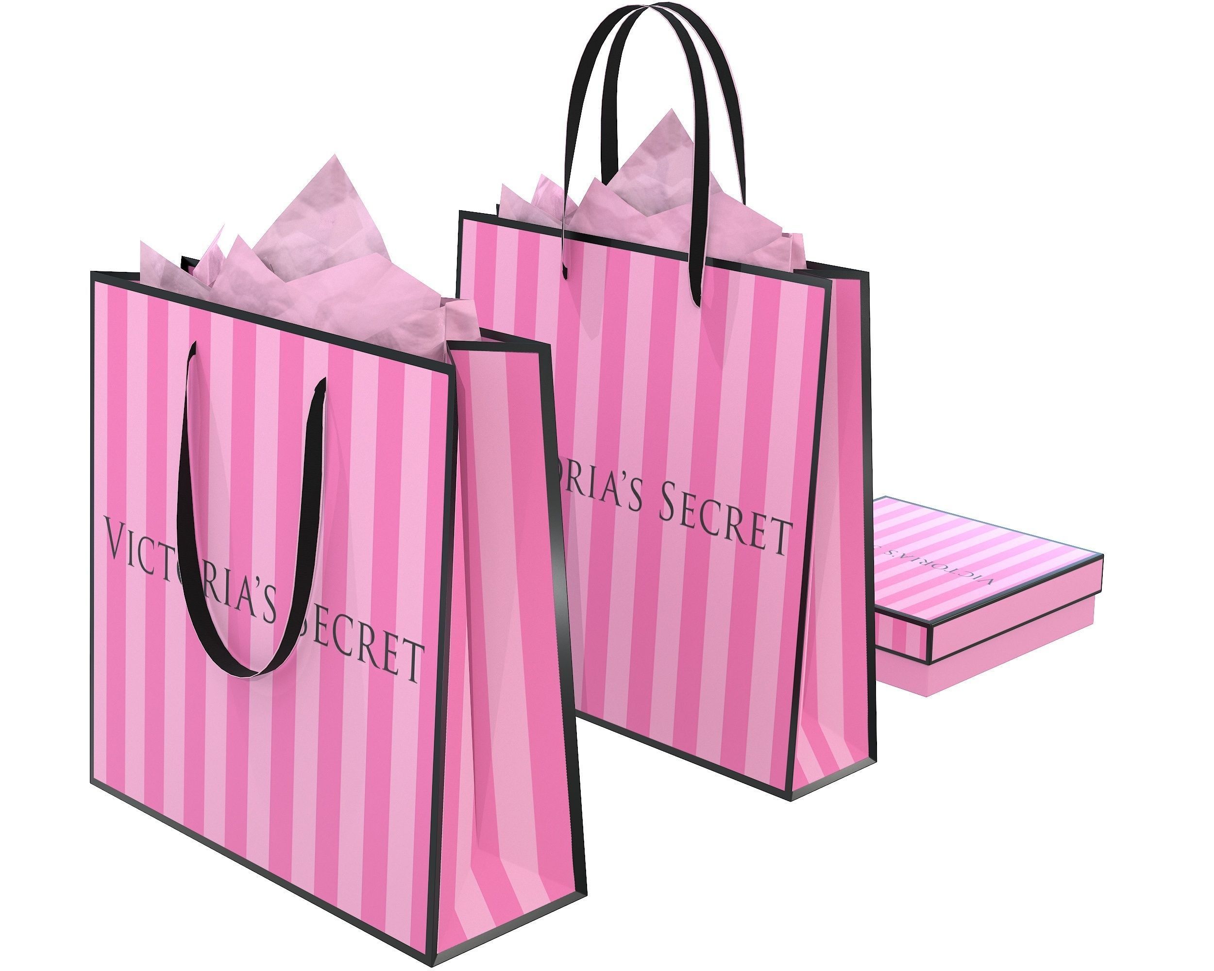 3D model Victorias Secret Gift Bag and Box VR / AR / low-poly | CGTrader
