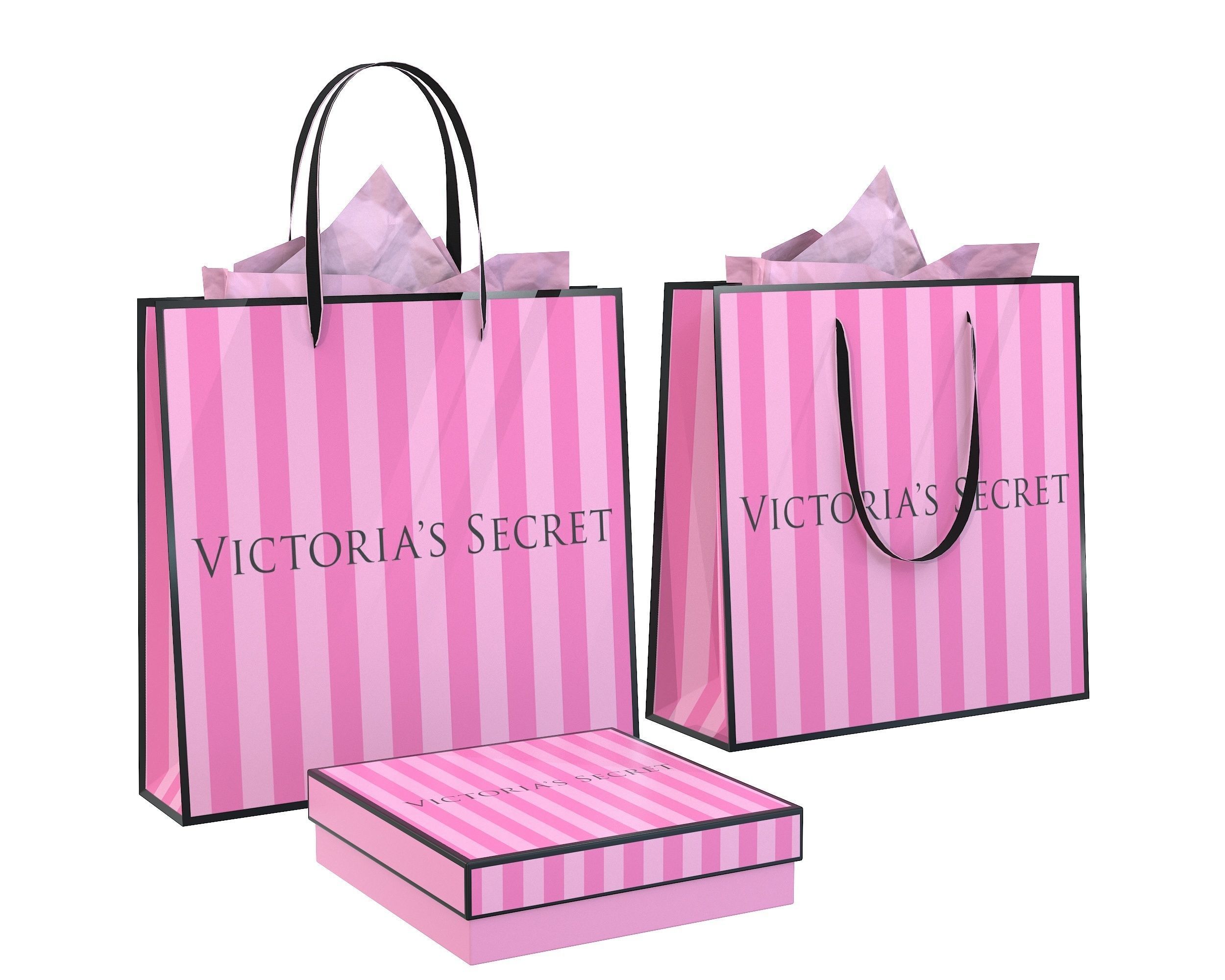 3D model Victorias Secret Gift Bag and Box VR / AR / low-poly | CGTrader