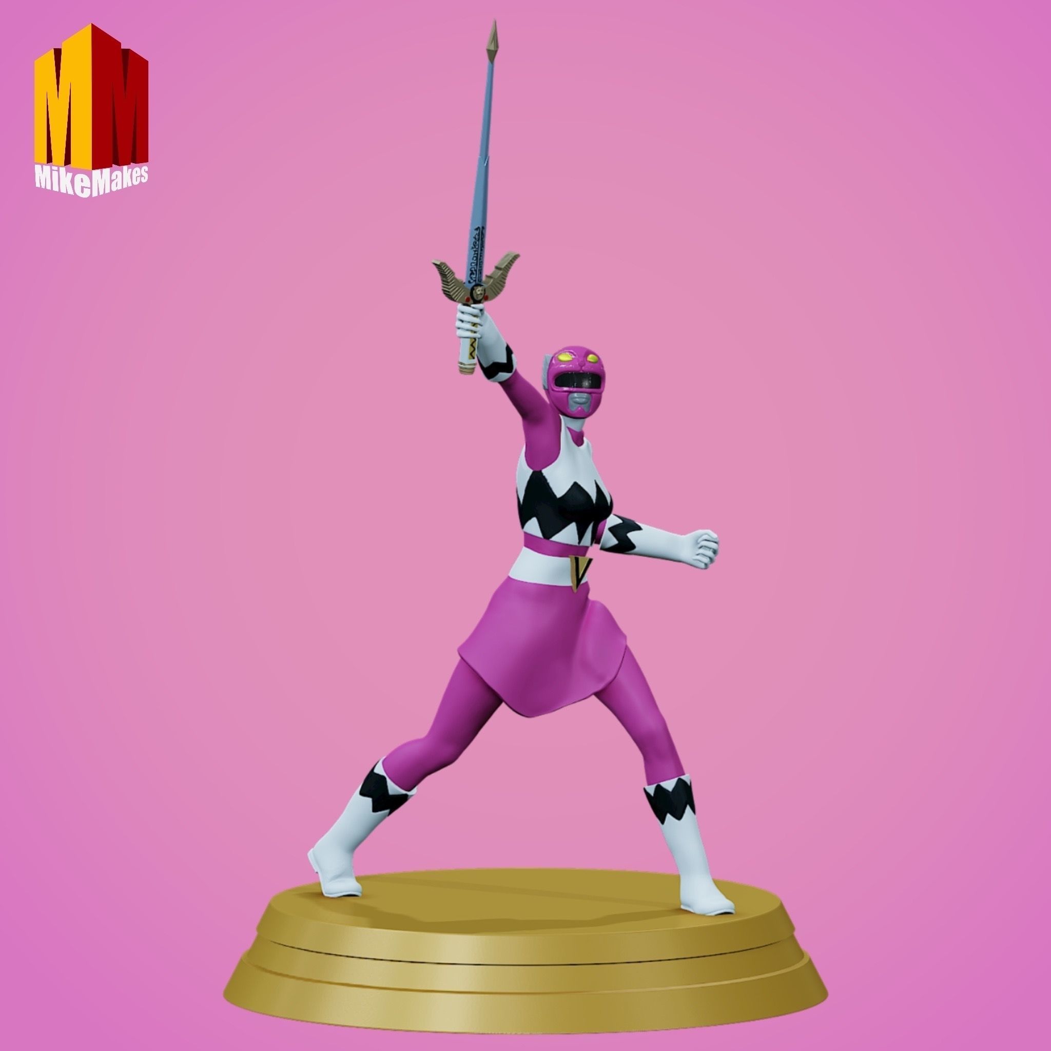 Power Rangers Lost Galaxy Pink Ranger With Sword 3D model 3D printable ...