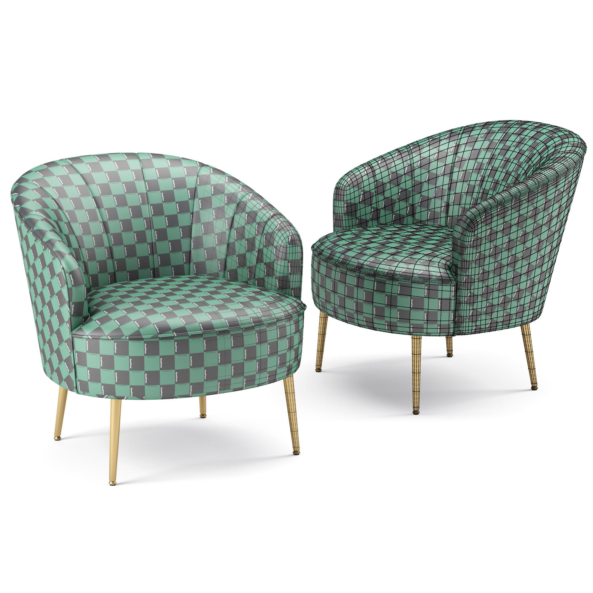 Matilda Velvet Shell Accent Chair 3D model | CGTrader