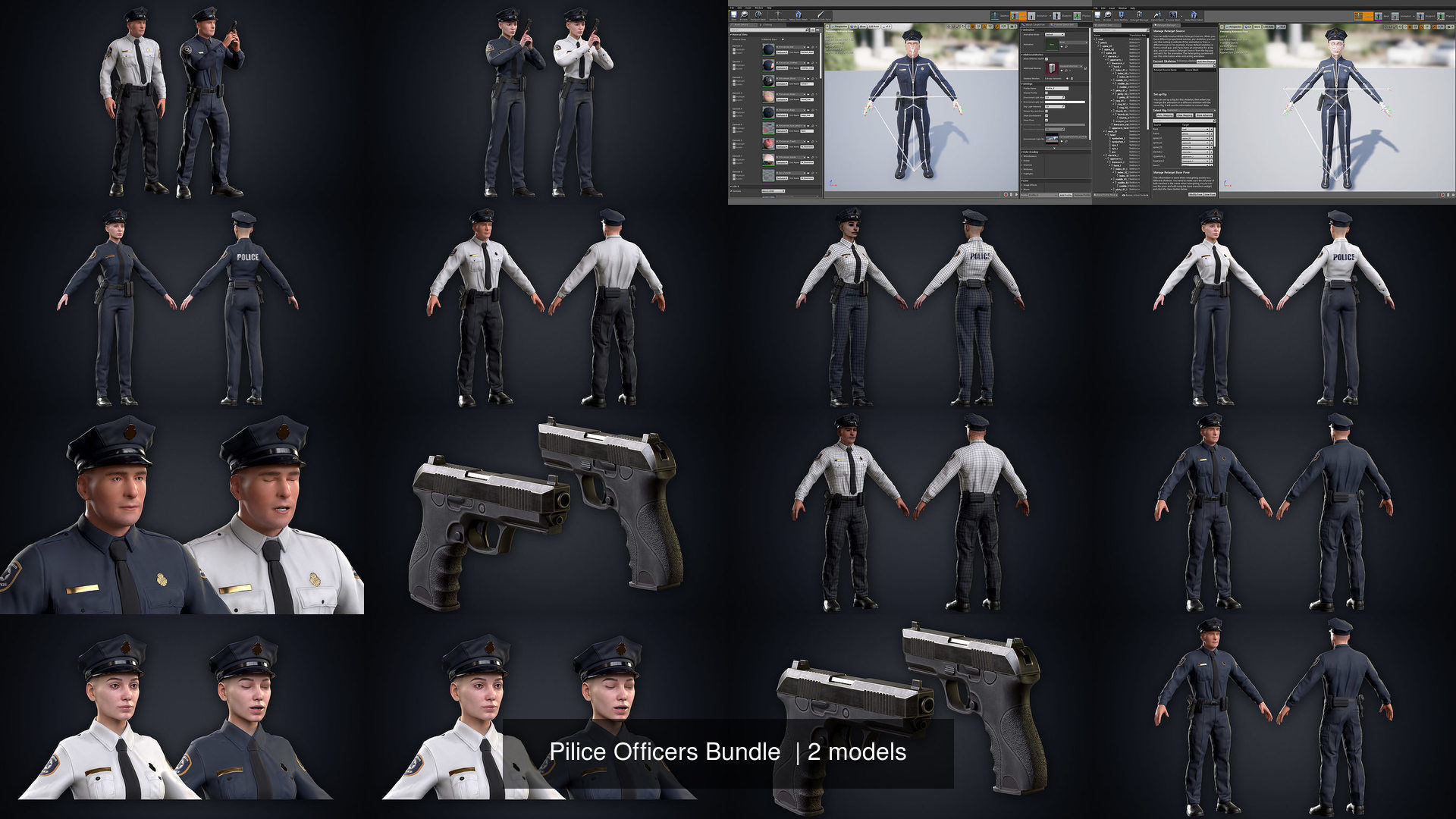 3D Model Collection Pilice Officers Bundle VR / AR / low-poly | CGTrader