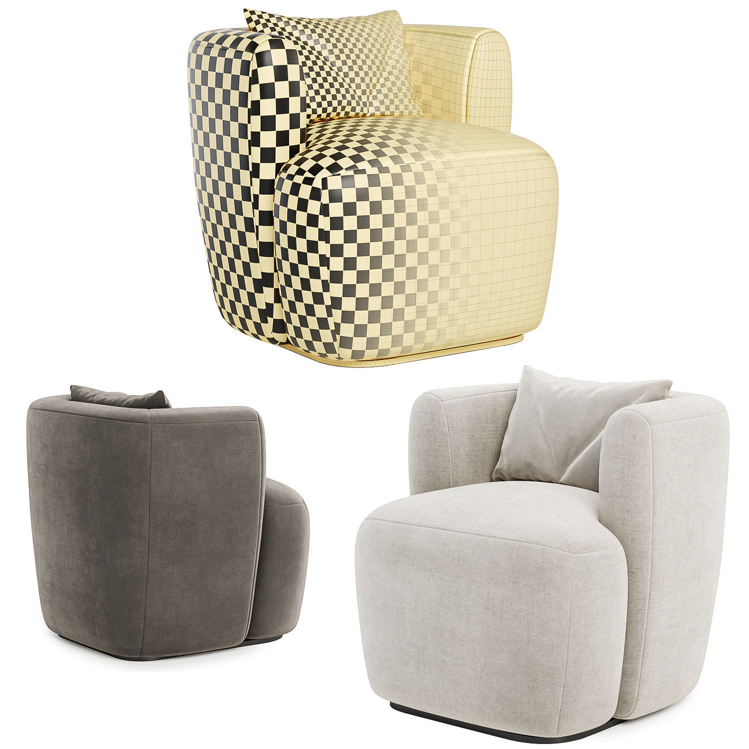 Fauteuil in bouclette Nidou armchair 3D model | CGTrader