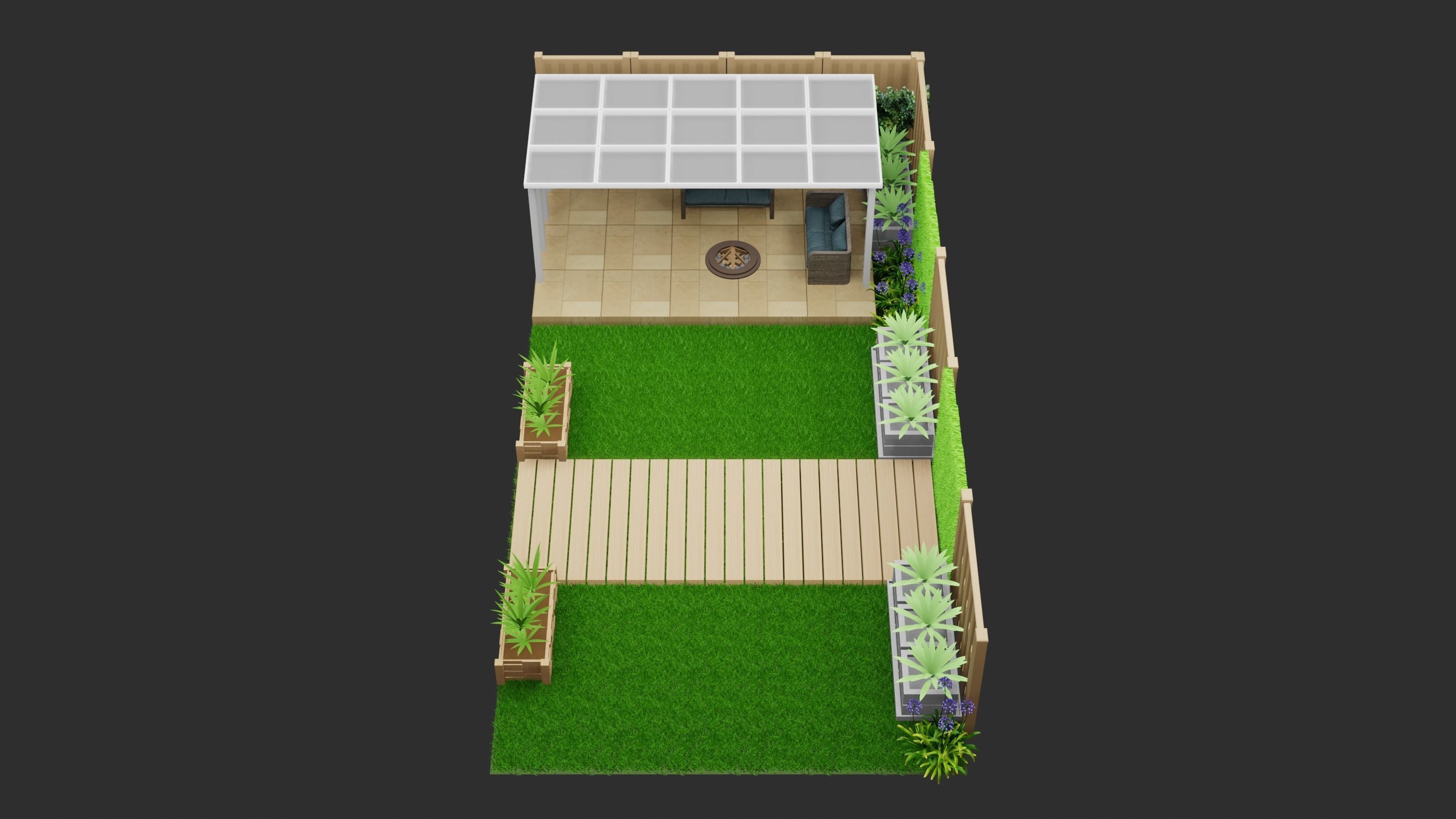 3D model 3D Lawn garden illustration VR / AR / low-poly | CGTrader