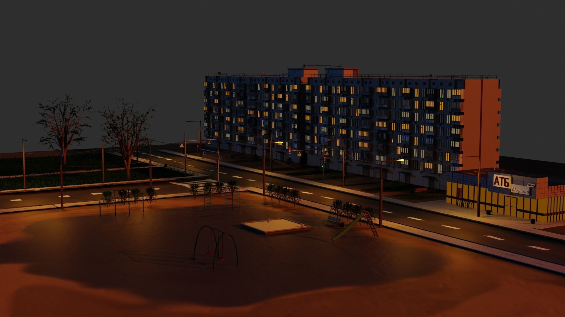 block of flat free 3D model rigged | CGTrader