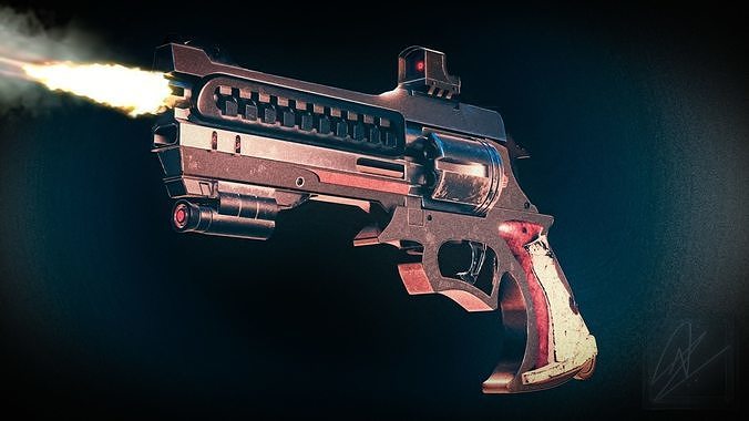 3D model vintage stylized revolver low poly VR / AR / low-poly | CGTrader
