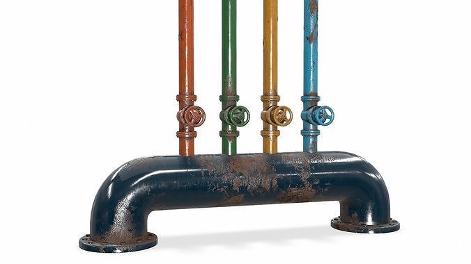 3D model Colorful Pipes and Valves VR / AR / low-poly | CGTrader
