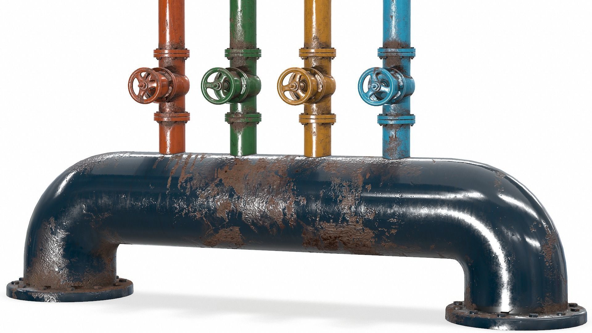 3D model Colorful Pipes and Valves VR / AR / low-poly | CGTrader