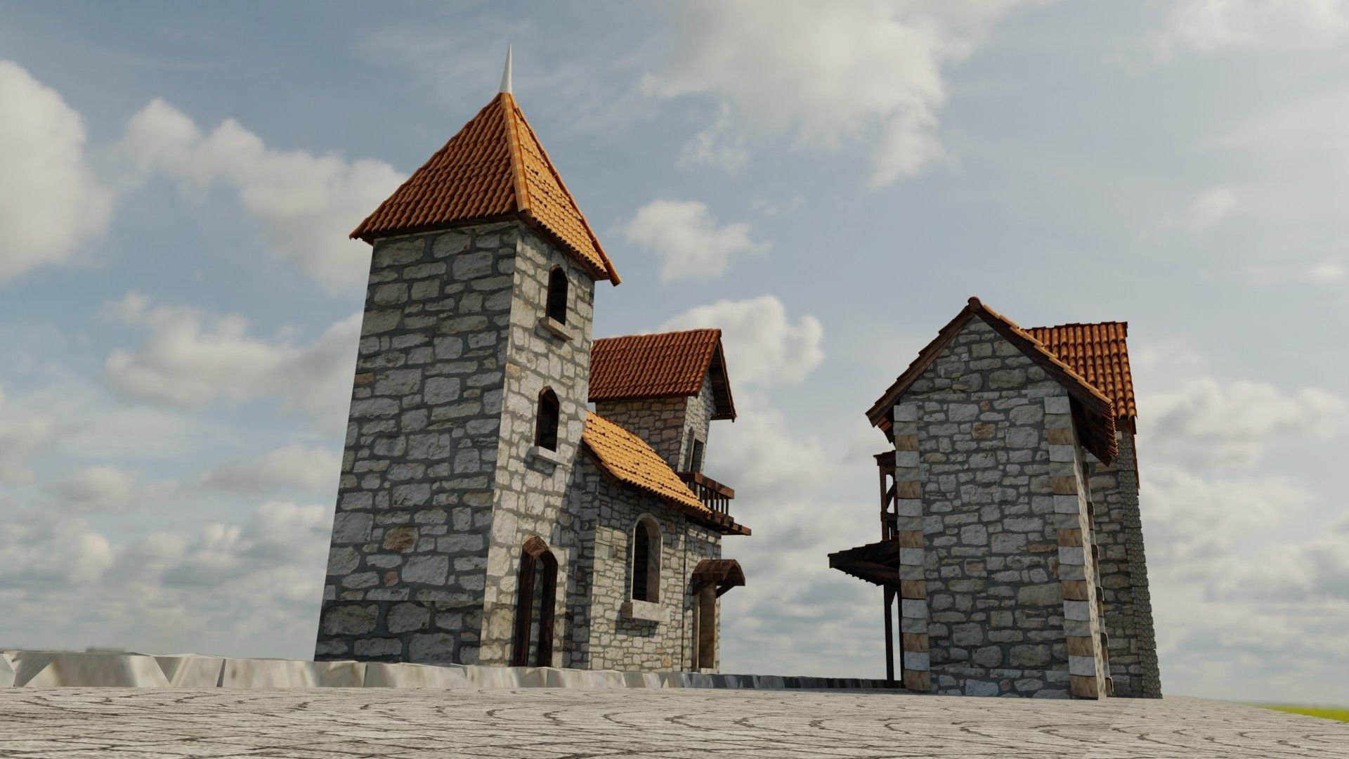 3D model Medieval Town model VR / AR / low-poly | CGTrader
