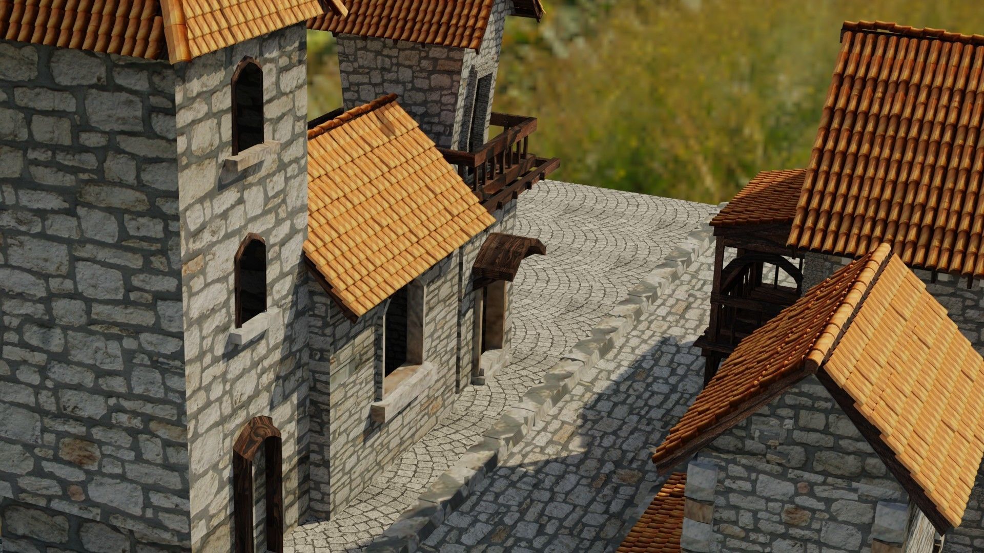 3D model Medieval Town model VR / AR / low-poly | CGTrader