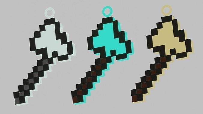 A minecraft axe for your keychain 3D model 3D printable | CGTrader