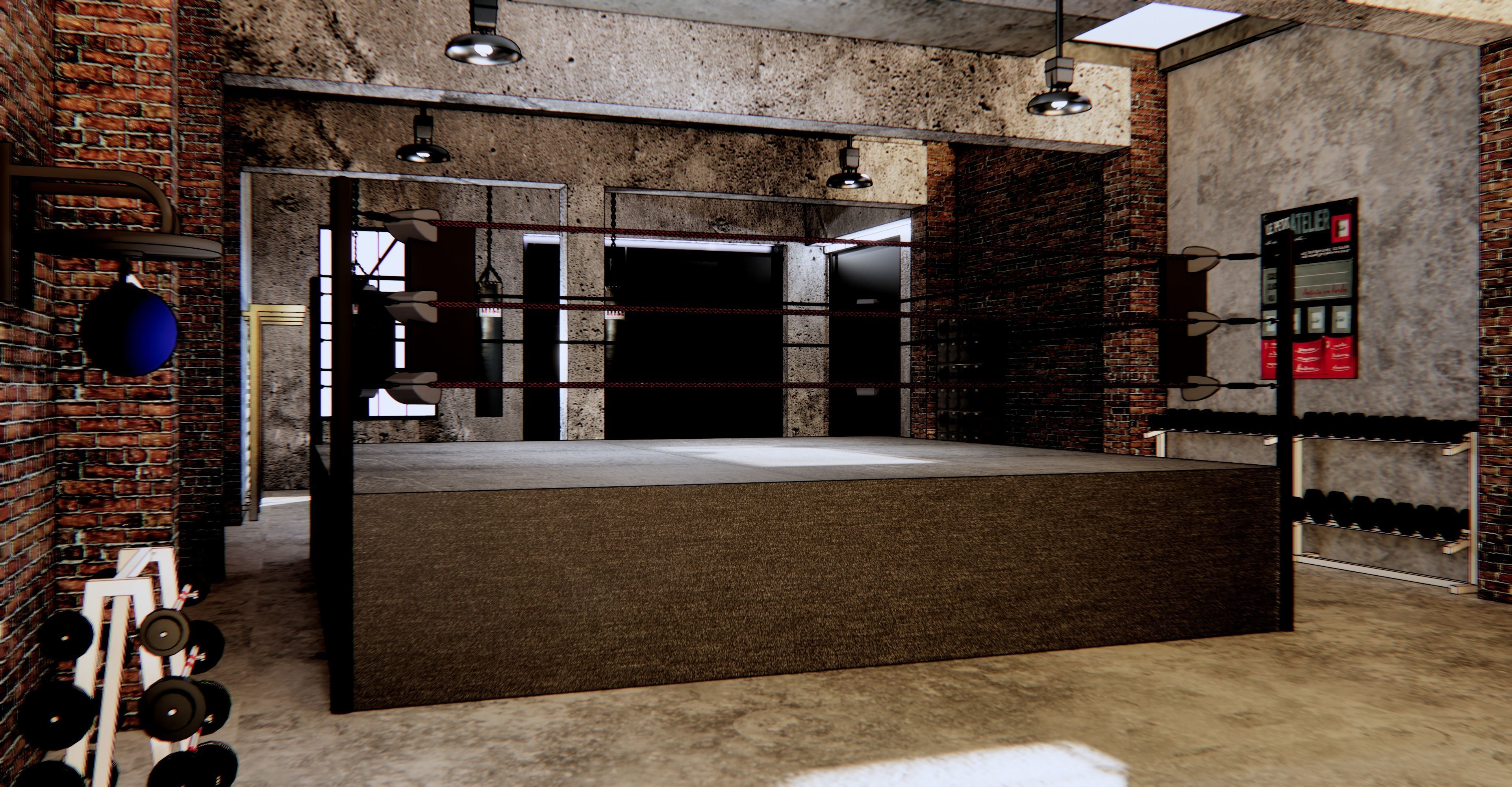 Boxing room interior 3D model | CGTrader