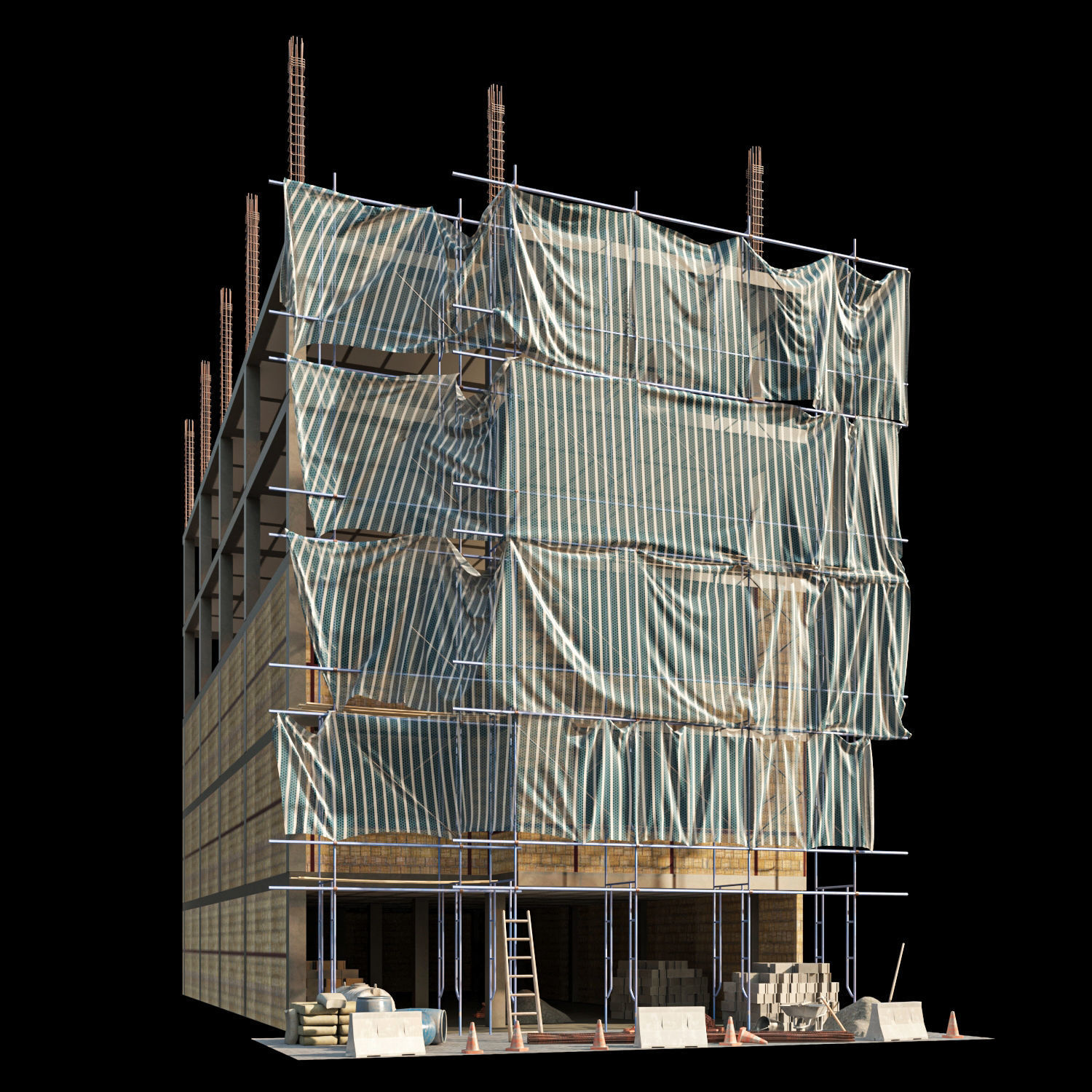 3D model Modular Construction Site Bundle Vol 2 VR / AR / low-poly ...