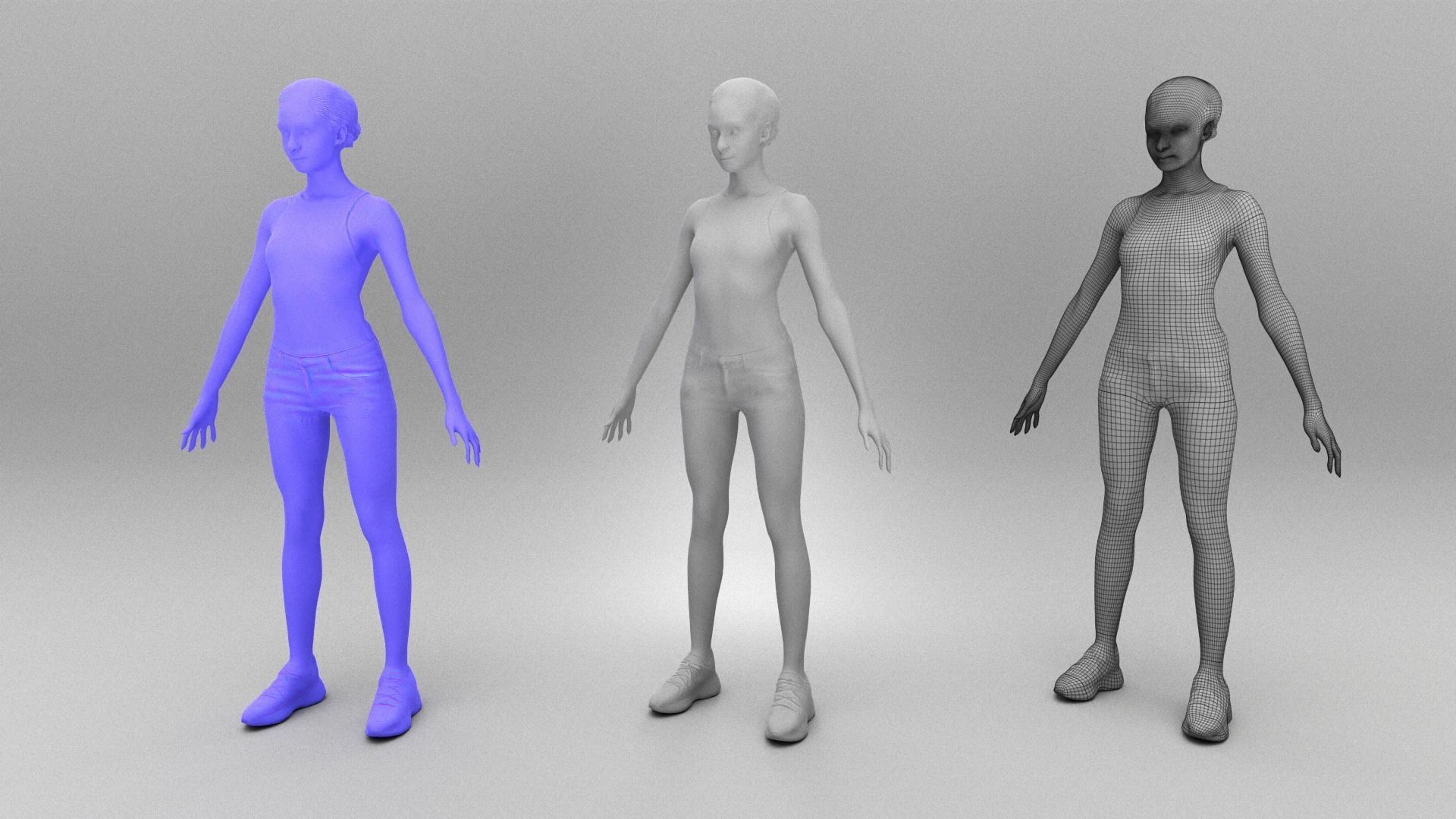3D model Pretty woman in short shorts ready for animation 344 VR / AR ...