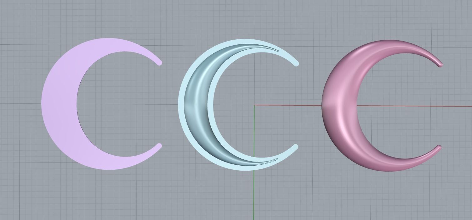 Crescent moon 3 versions free 3D model 3D printable | CGTrader