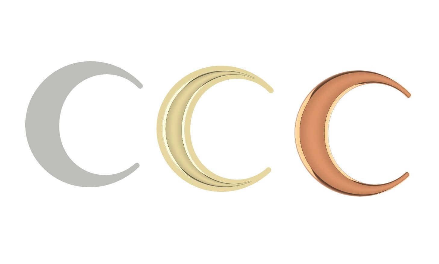 Crescent moon 3 versions free 3D model 3D printable | CGTrader