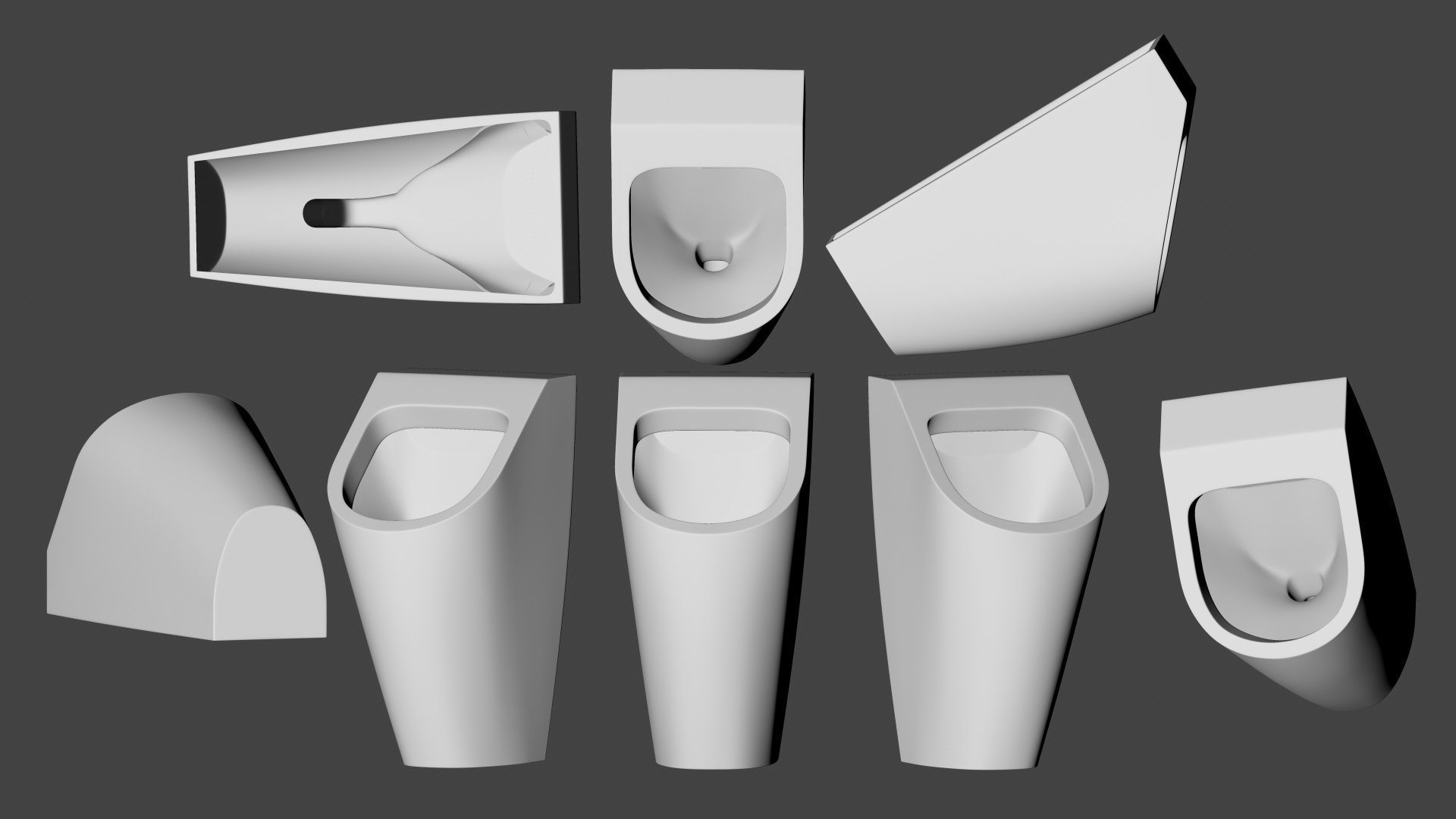 Urinal on tiled wall free 3D model | CGTrader