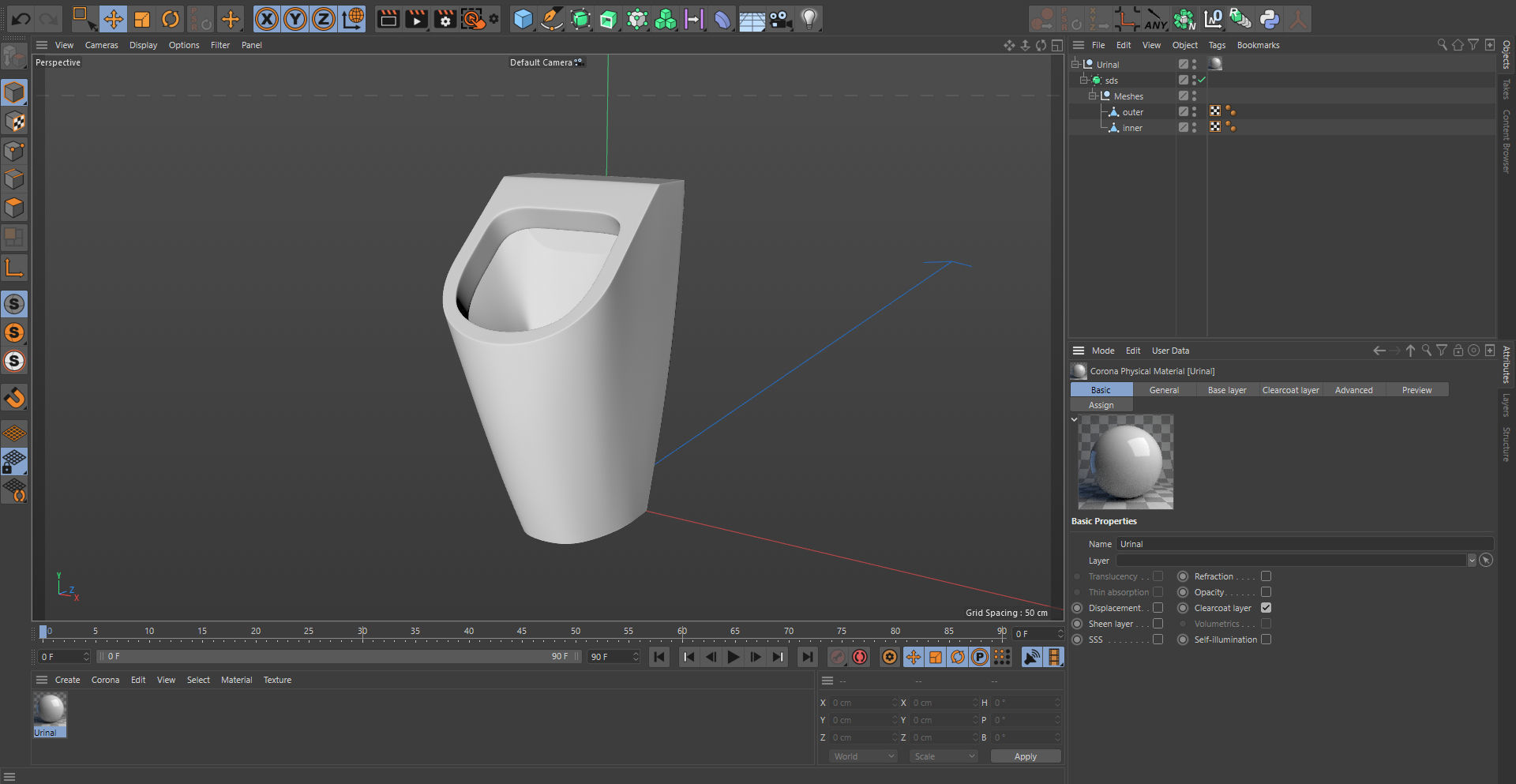 Urinal on tiled wall free 3D model | CGTrader