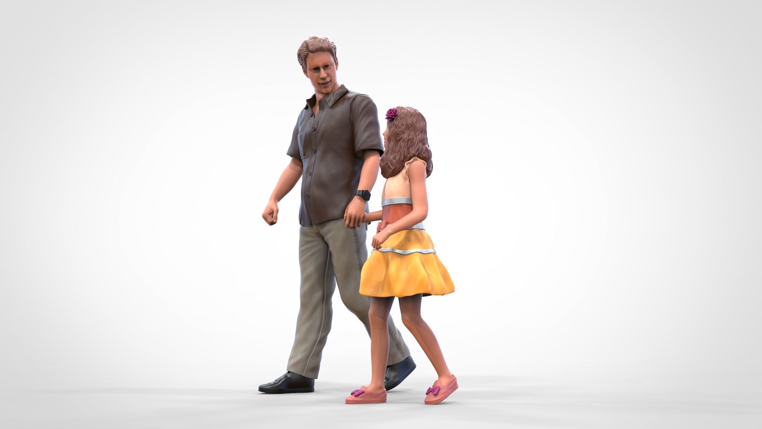 N2 Man with child walking 3D model 3D printable | CGTrader