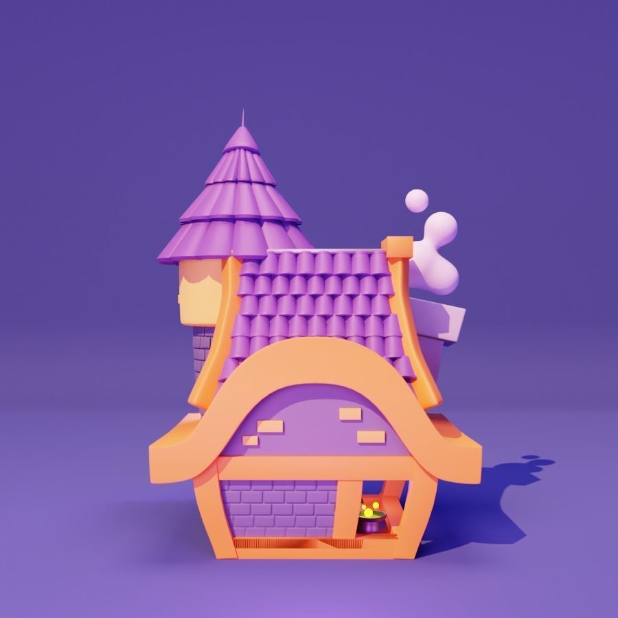 Cartoon Cute Witch or Wizard House Tower 3D model | CGTrader