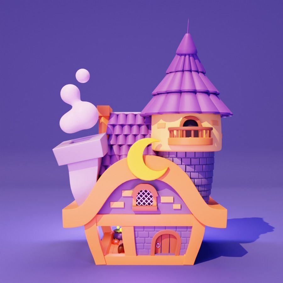 Cartoon Cute Witch or Wizard House Tower 3D model | CGTrader