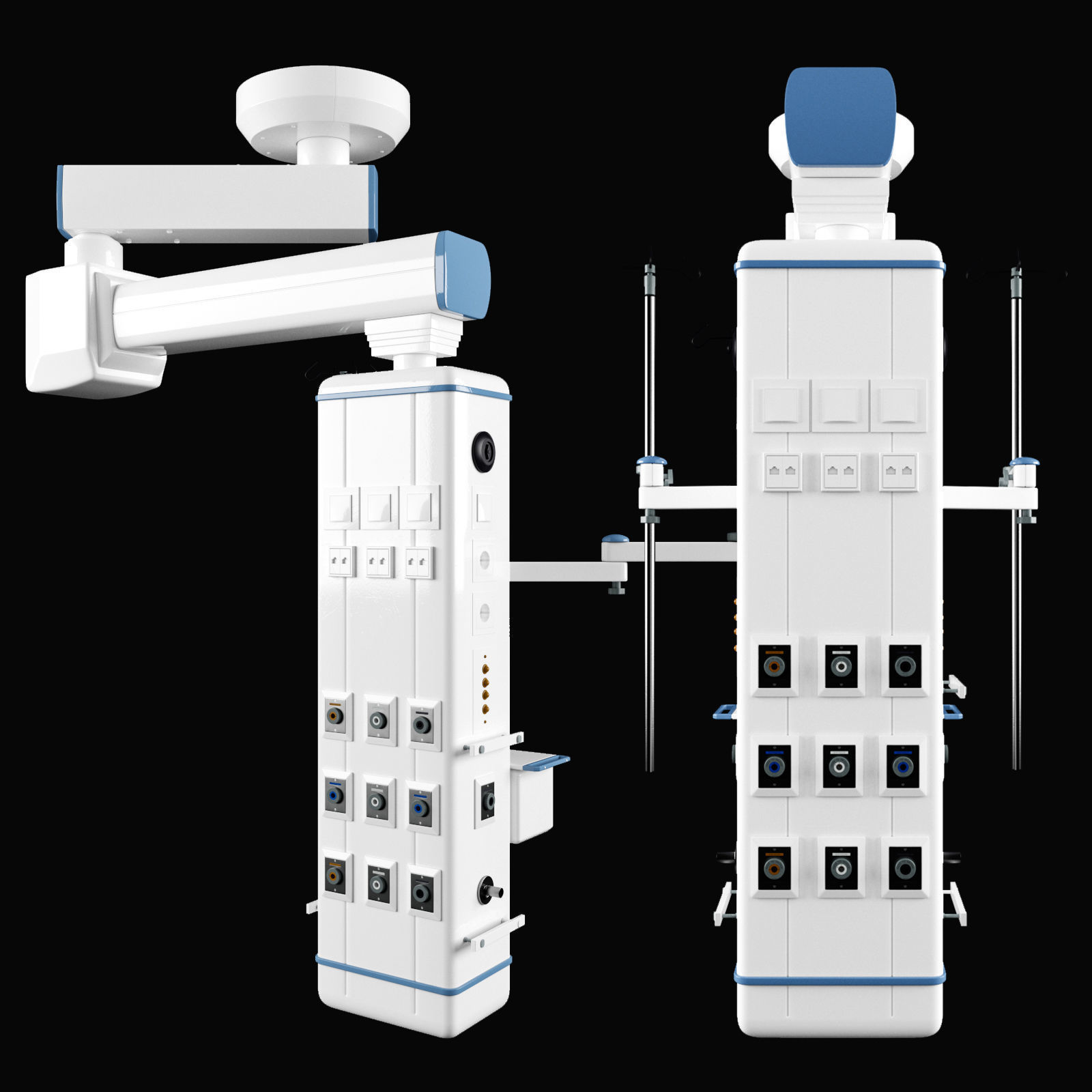 ceiling medical gas pendant Hospital Equipment 5 3D model | CGTrader
