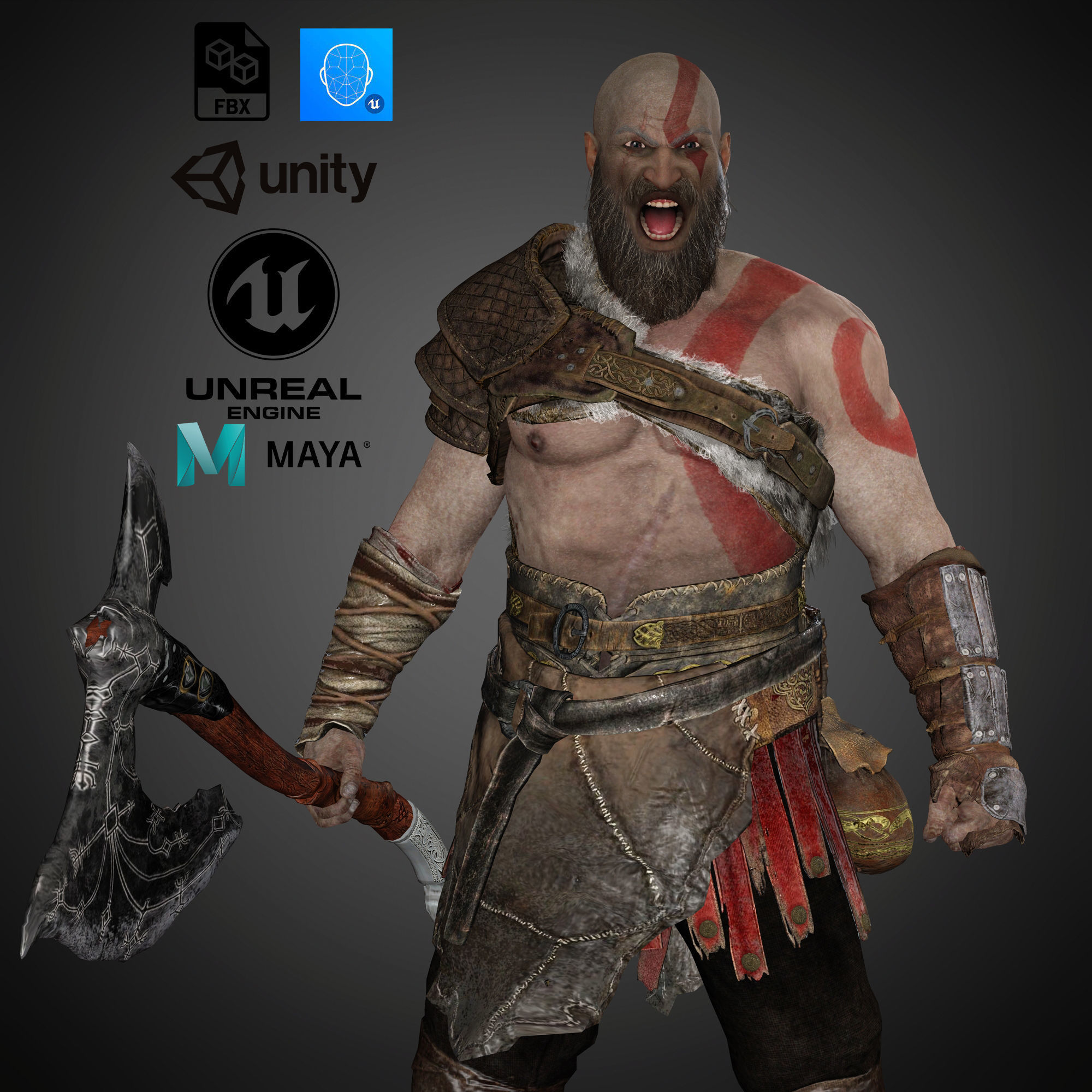 3D model God Of War kratos VR / AR / low-poly | CGTrader