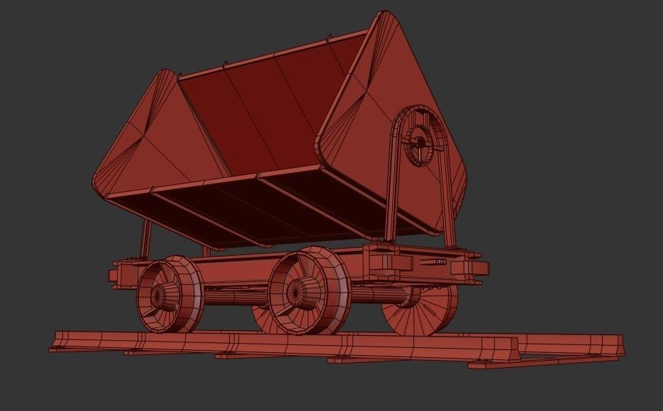 3D model Mine Cart With Track VR / AR / low-poly | CGTrader