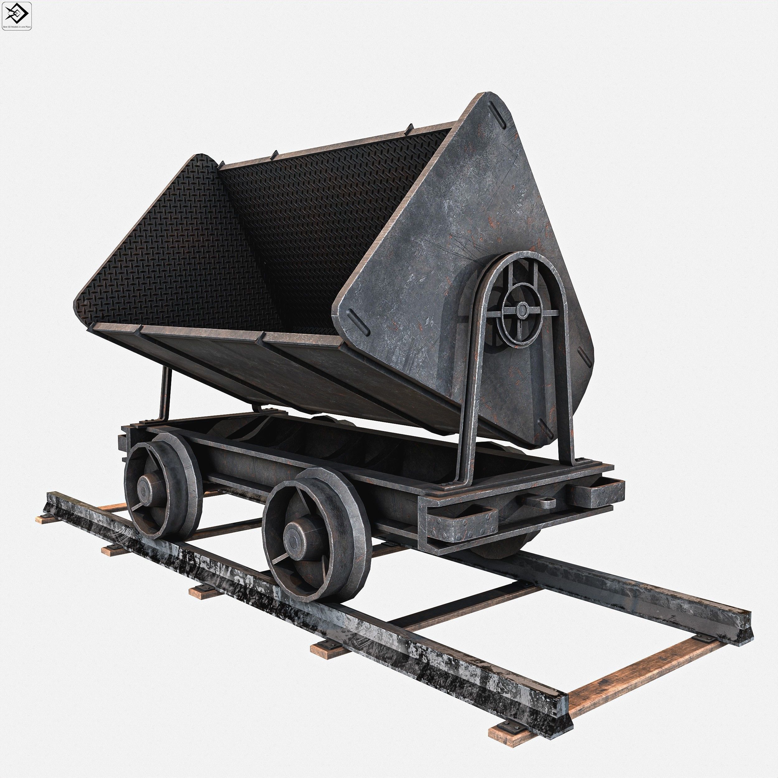 3D model Mine Cart With Track VR / AR / low-poly | CGTrader